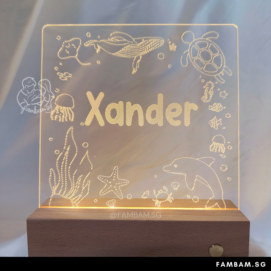 Customised Name Acrylic Light Stand with Theme – fambam.sg