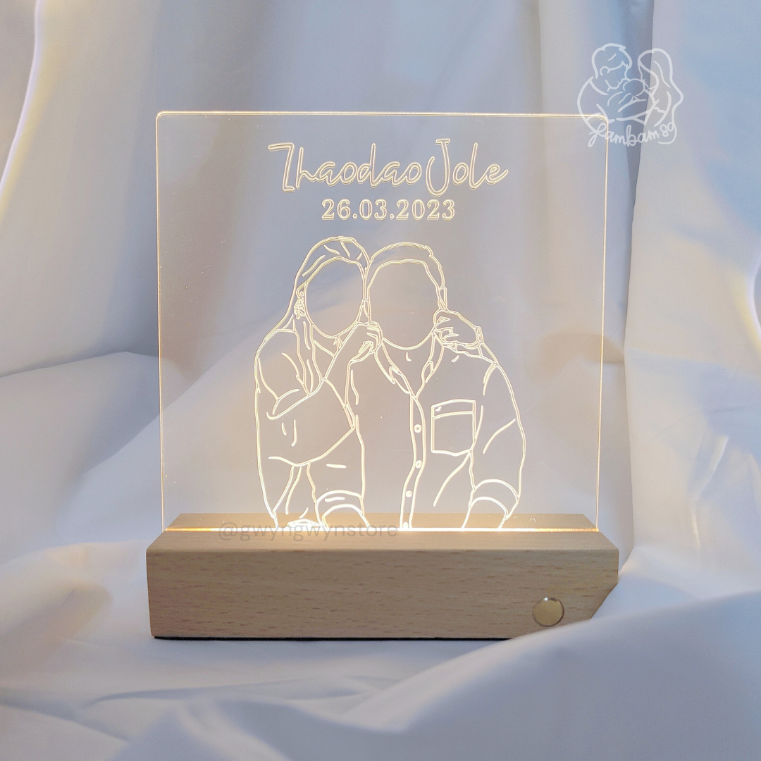 Customised Portrait Engraved Acrylic Table Light – fambam.sg