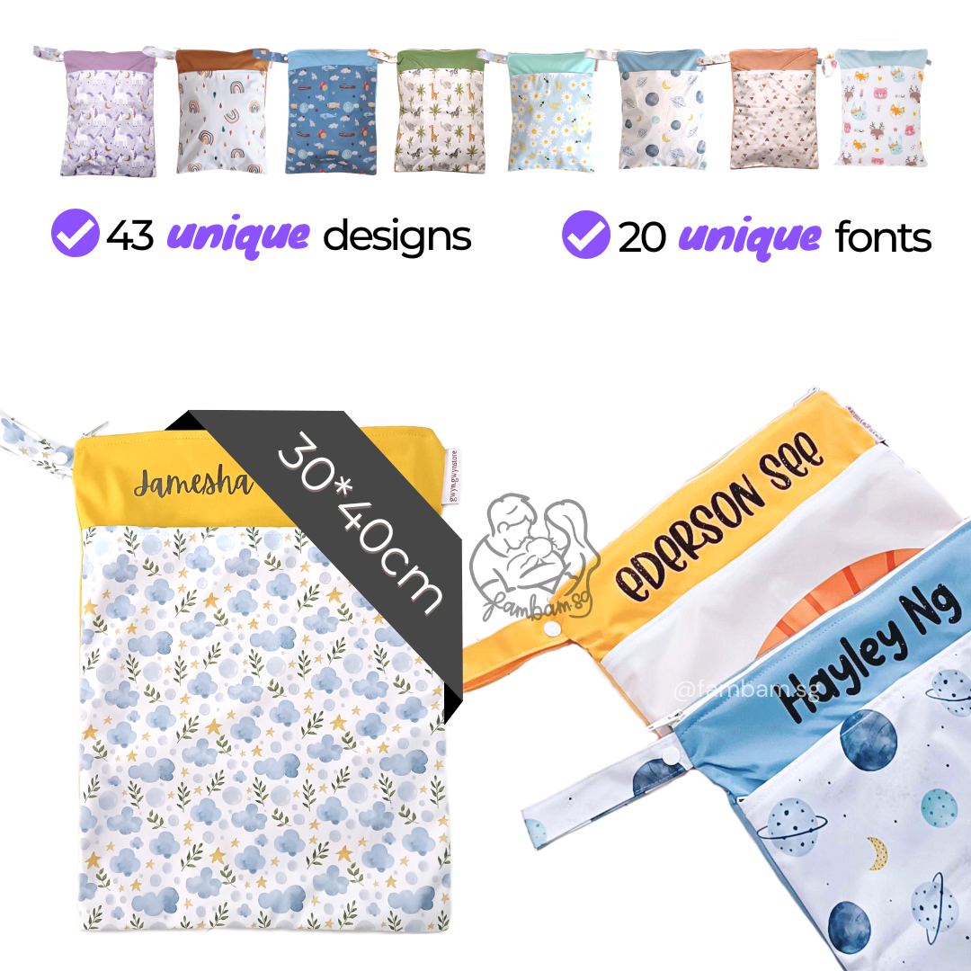 Personalised Name Wet Bag (Size M: 30*40cm) – fambam.sg